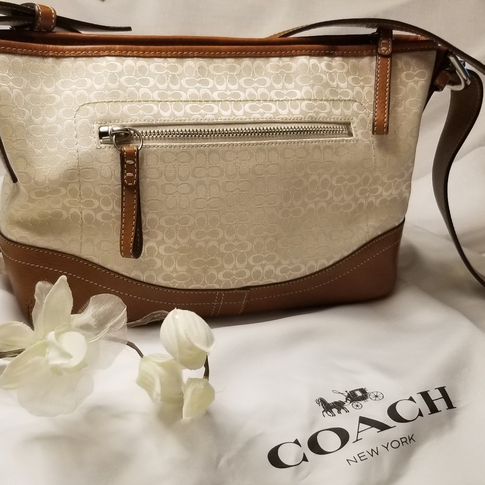 Coach Signature Fabric & Leather Adjustable Crossbody… - Gem